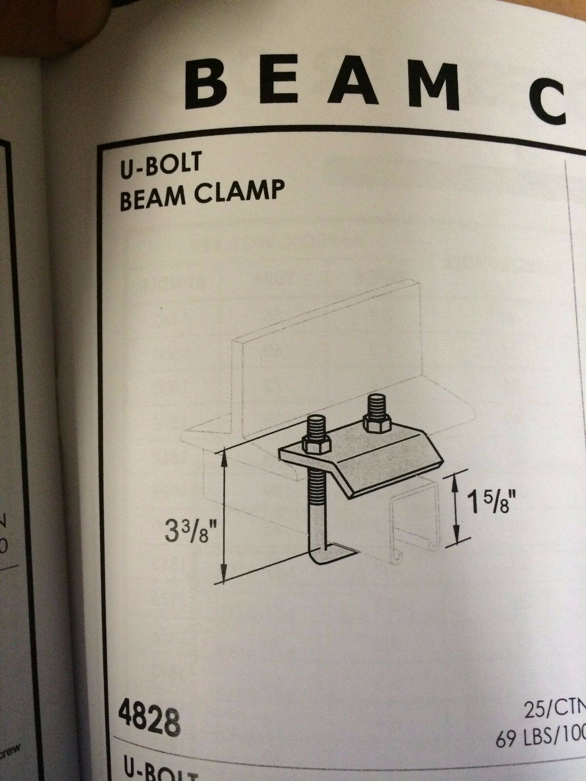 1-5/8" U-Bolt Beam Clamps for Unistrut / B-Line Channel #4828 P2785 ...