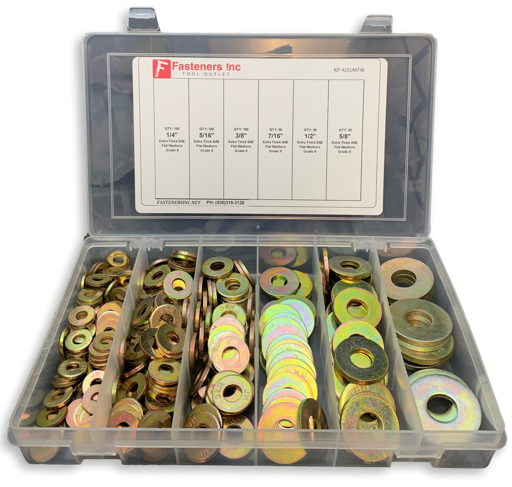310 Piece Grade 8 USS Extra Thick Heavy Duty Flat Washer Assortment Ki ...