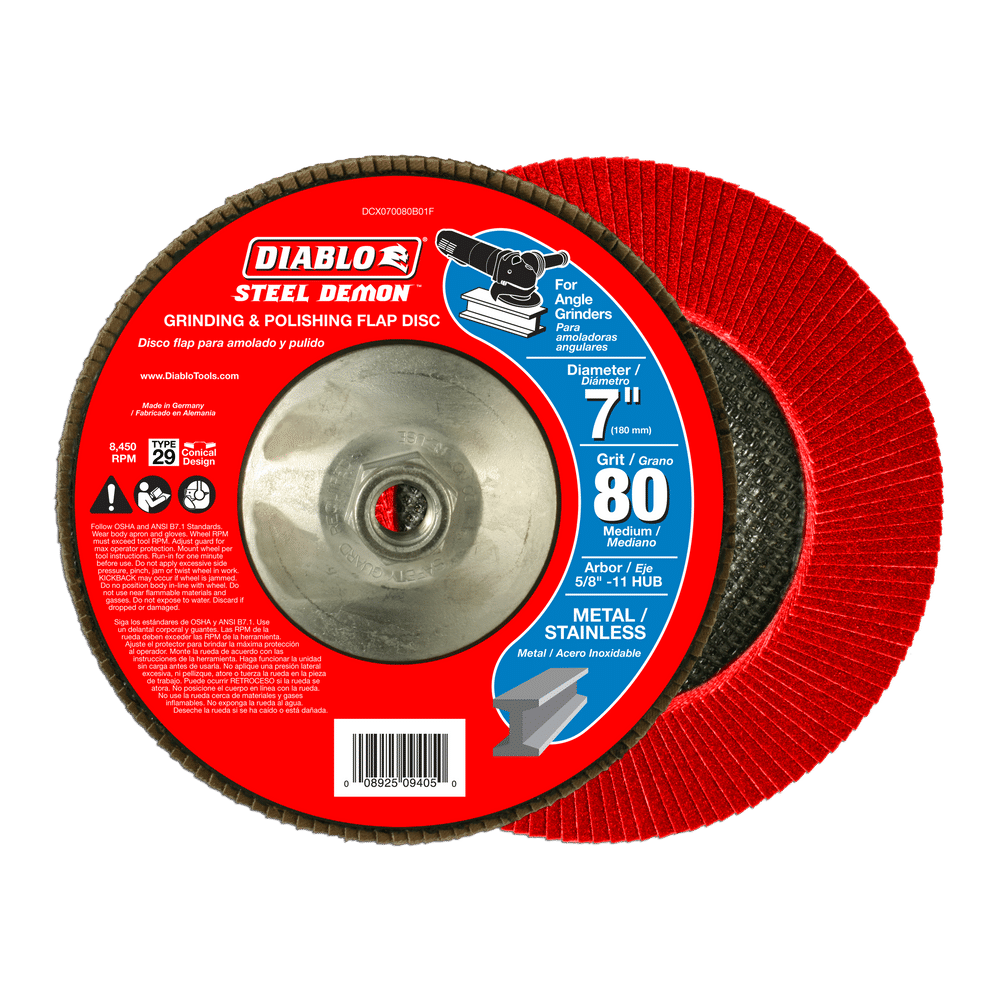 Diablo DCX070080B01F 7 in. Steel Demon Flap Disc 80 Grit with Hub ...