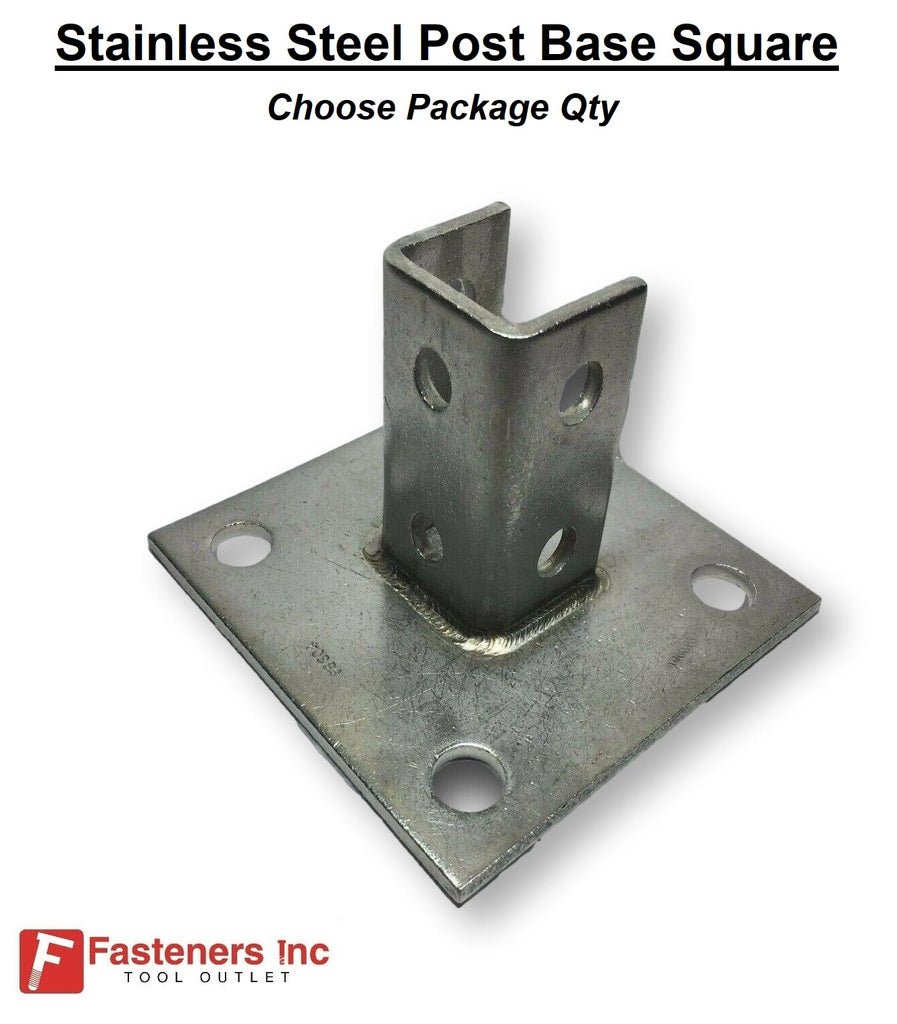 Stainless Steel for 1 5/8" UniStrut Post Base Square #4774S1 P2072ASQ ...